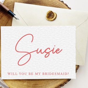 Personalized Name Bridesmaid Proposal Card Template, Minimalist Will ...