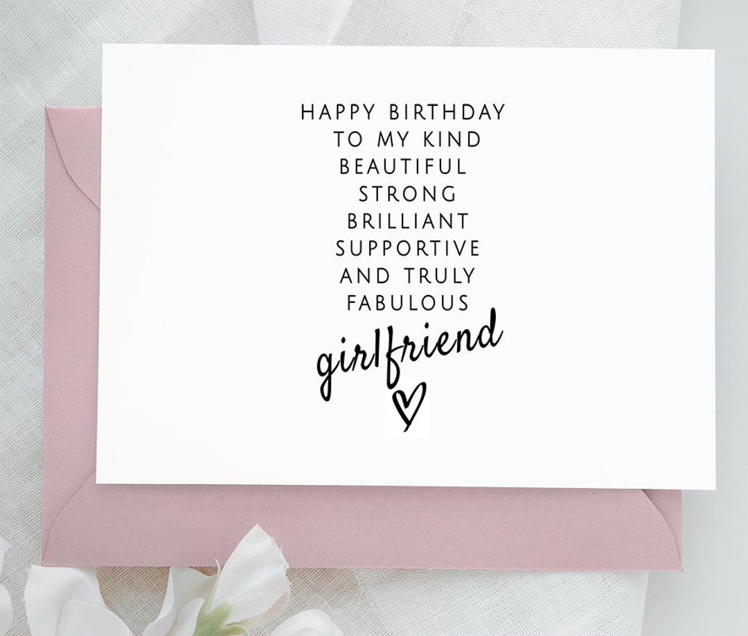 Printable Girlfriend Birthday Card, Birthday Card for Girlfriend, Romantic Birthday Card for ...