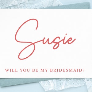 Personalized Name Bridesmaid Proposal Card Template, Minimalist Will ...