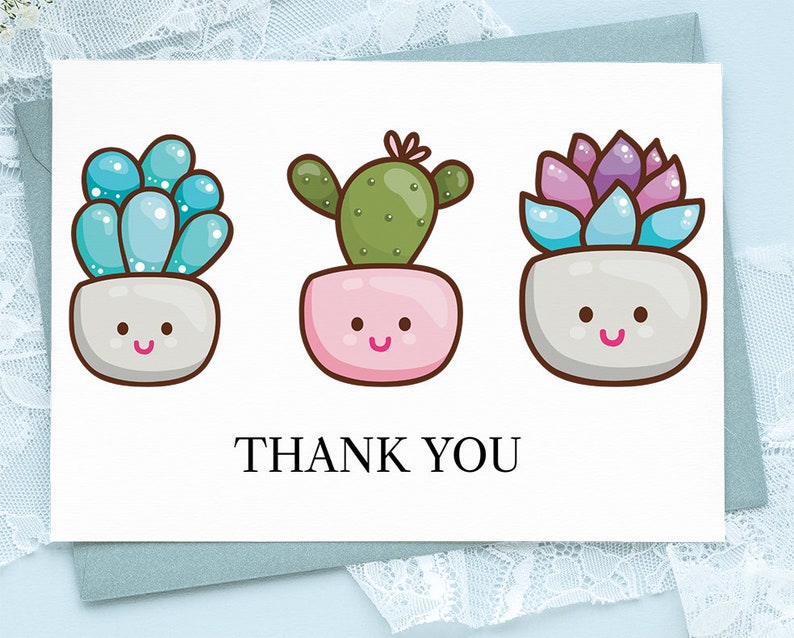 Succulent Thank You Cards Printable Greeting Notes for - Etsy