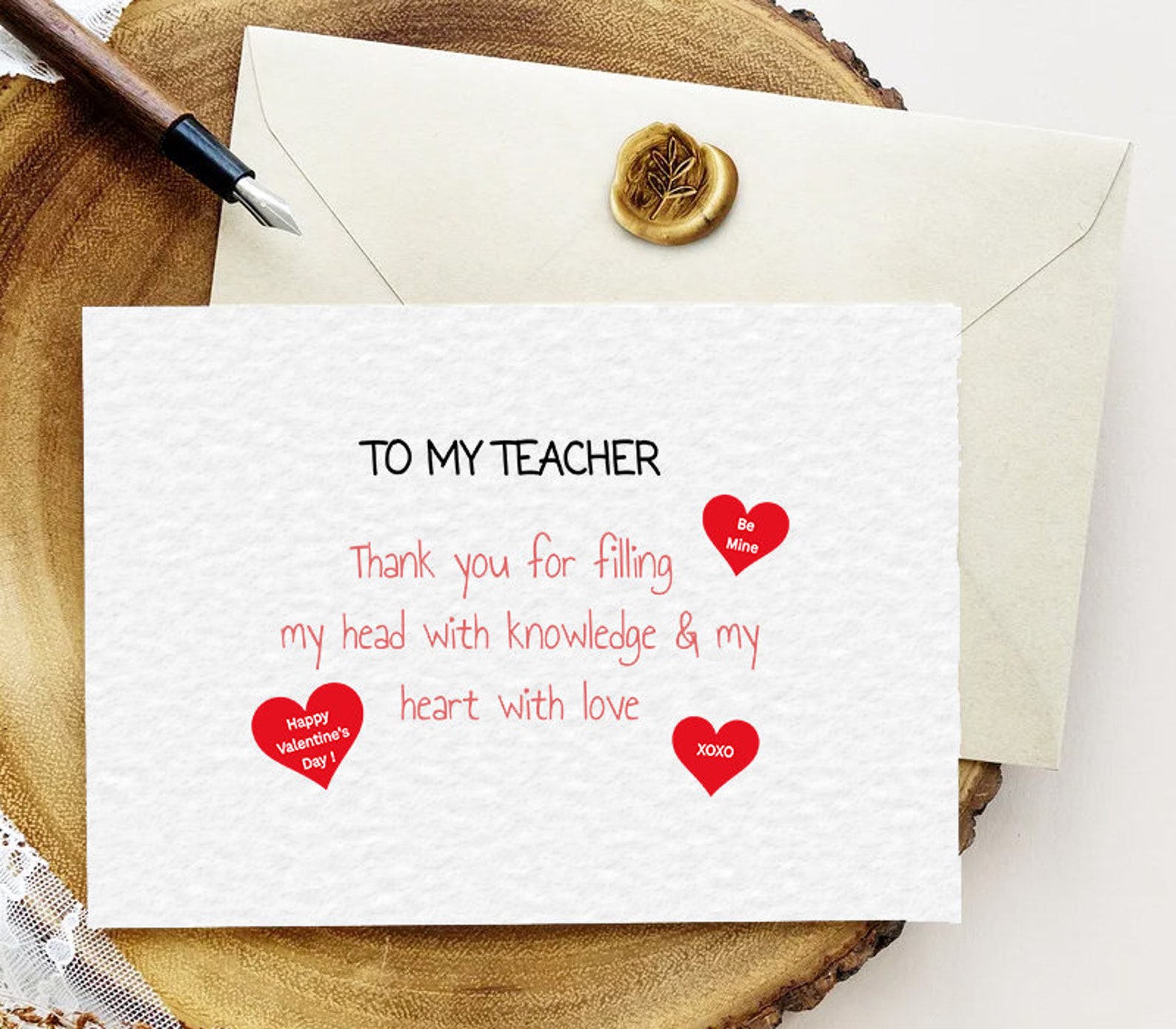 PRINTABLE Teacher Valentine Card Teacher Valentine's Day Card Staff PTO ...
