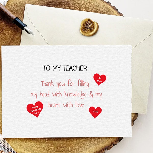 Teacher Valentine Card - Etsy