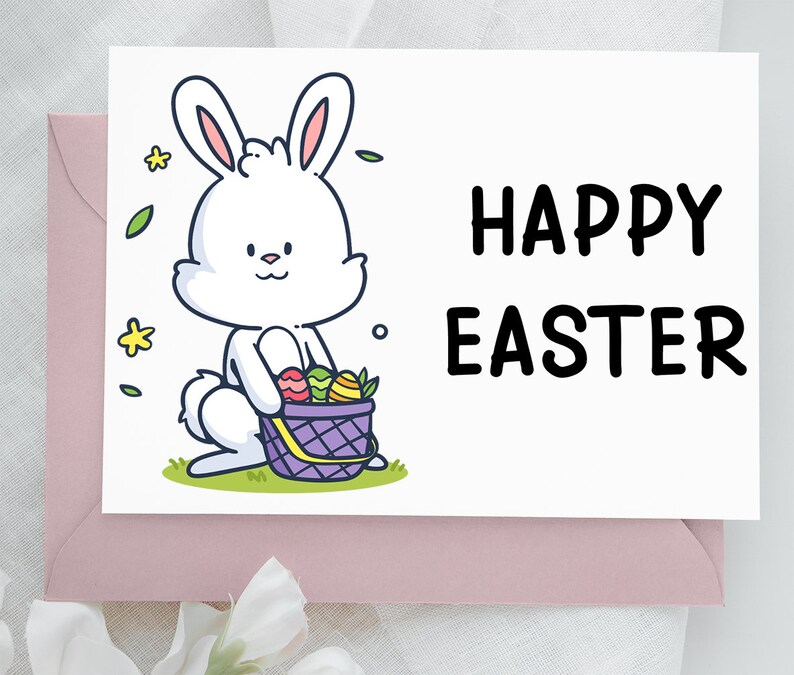 Printable Editable Happy Easter Printable Card Instant - Etsy