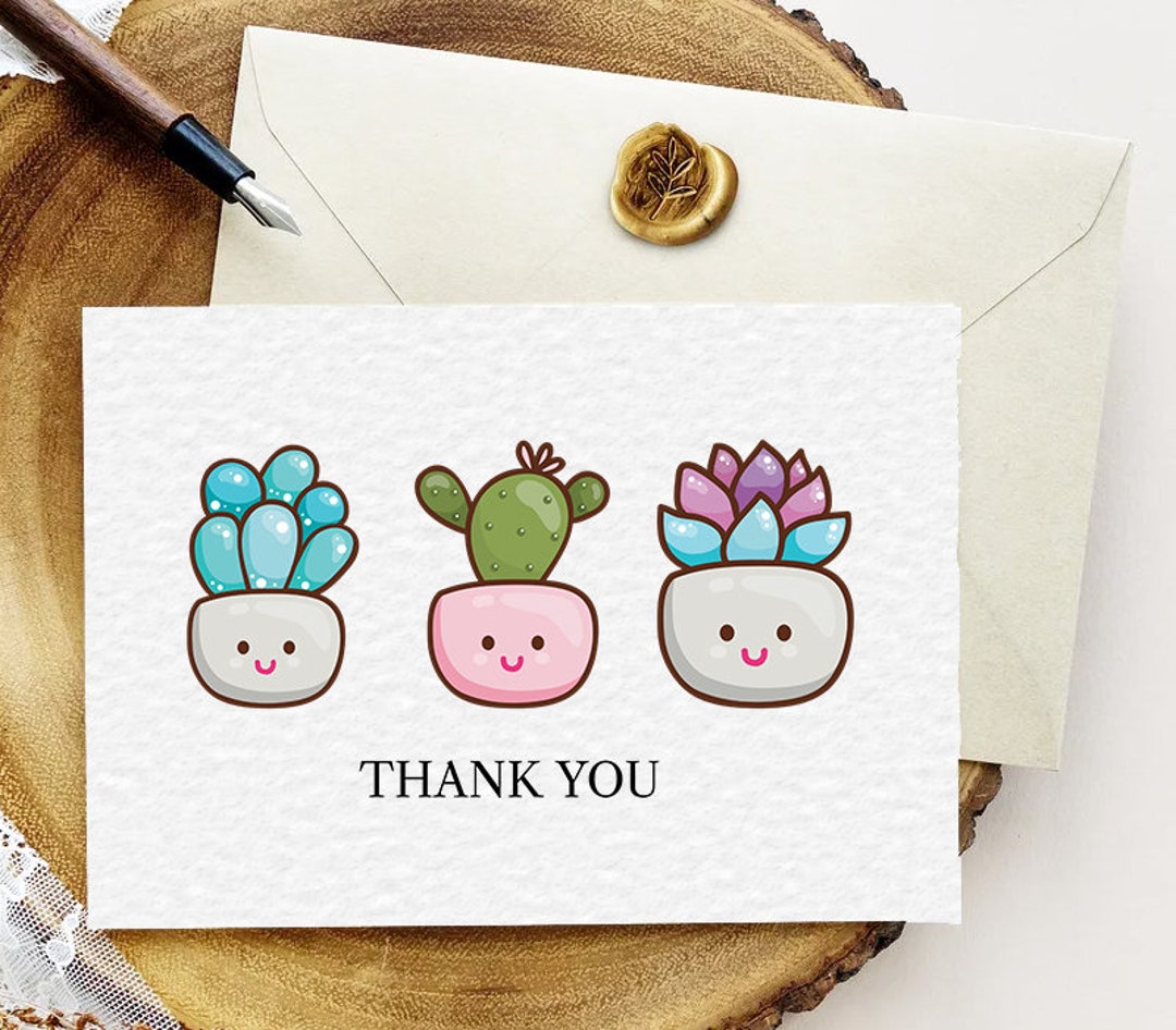 Succulent Thank You Cards | Printable Greeting Notes for All-occasions ...