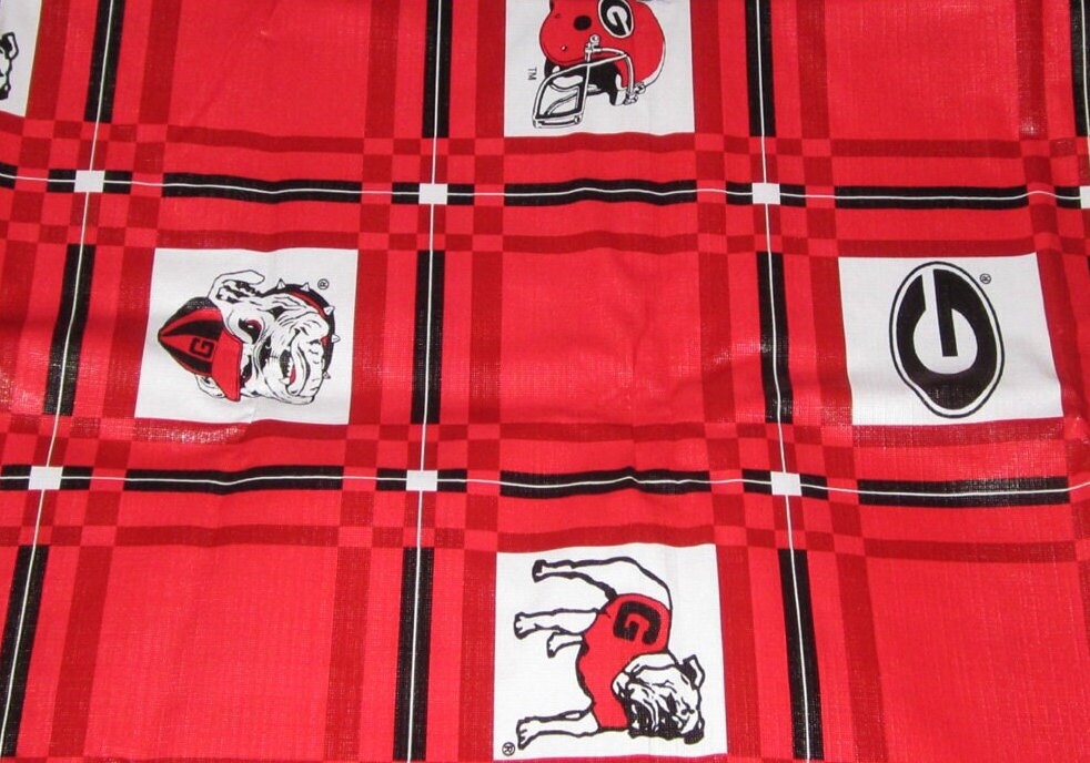 Tailgate Tablecloth Fabric PVC Face Non-skid Backing Georgia University ...