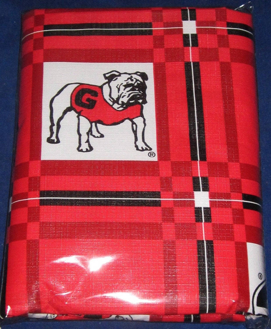 Tailgate Tablecloth Fabric PVC Face Non-skid Backing Georgia University ...
