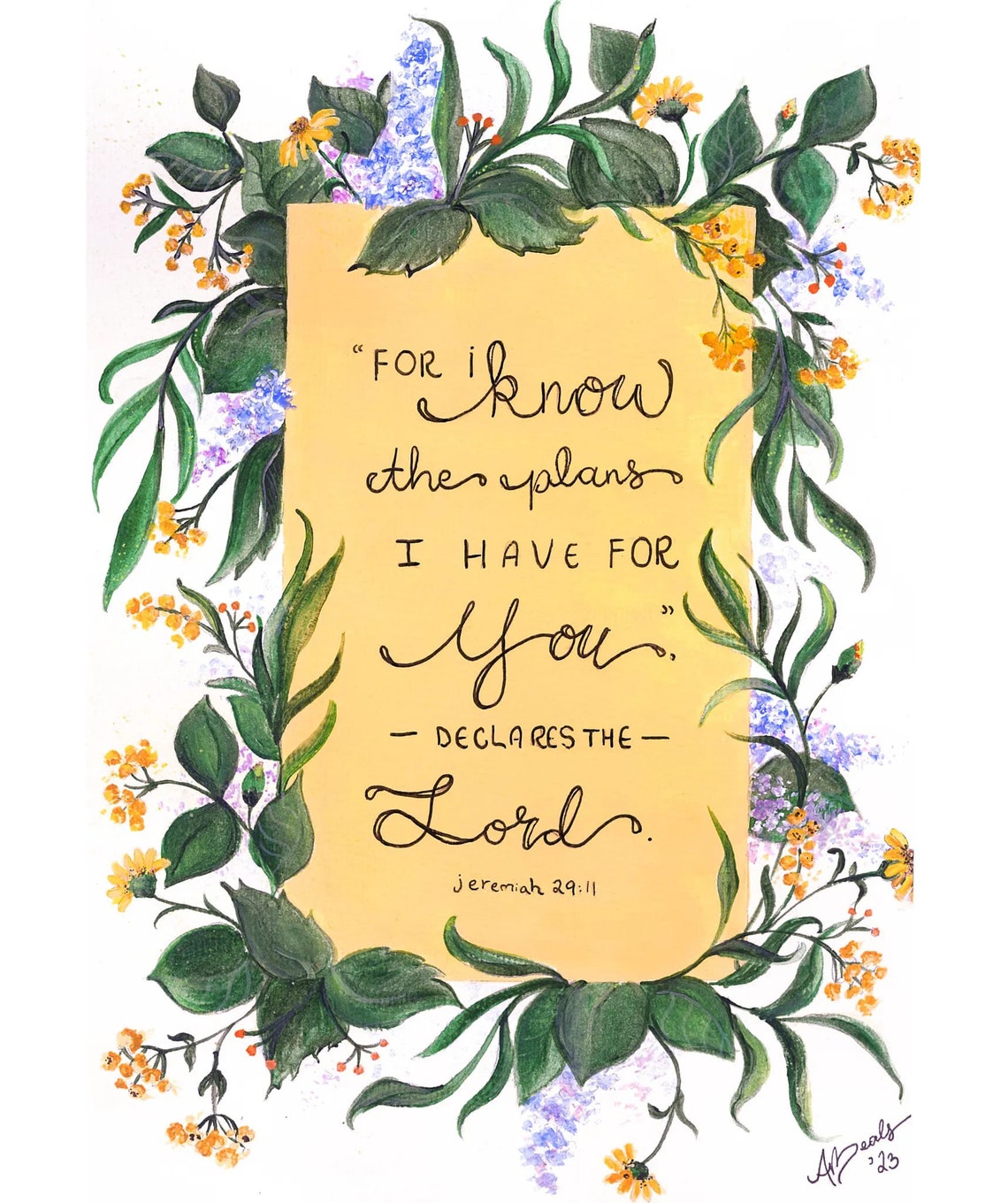 Jeremiah 29:11 Flower Painting (canvas Print) - Etsy