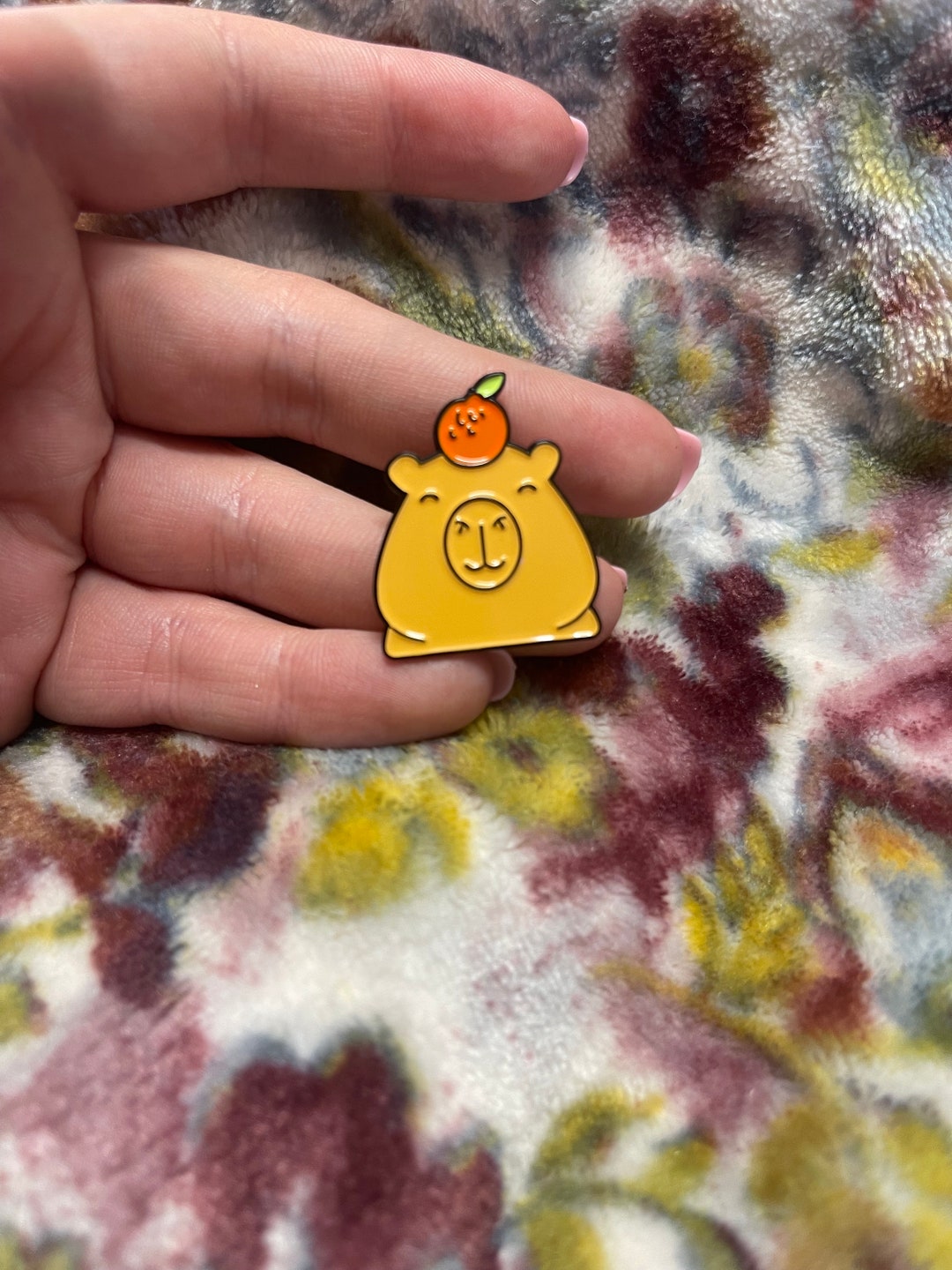 Capybara Pin, Pin for Shirts, Capybara Broach, Capybara With Orange ...