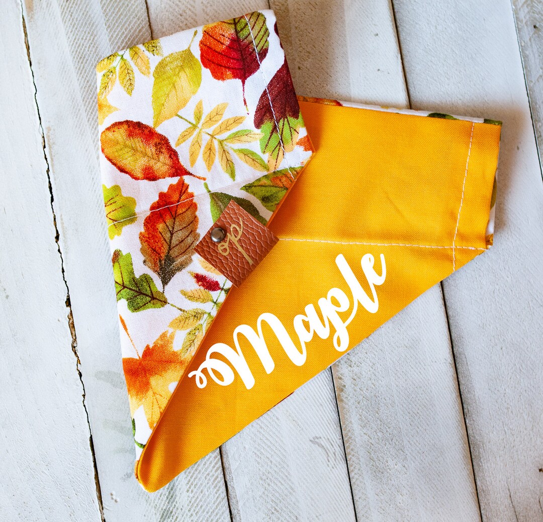 Fall Leaves Over the Collar Reversible Dog Puppy Cat Bandana Halloween ...