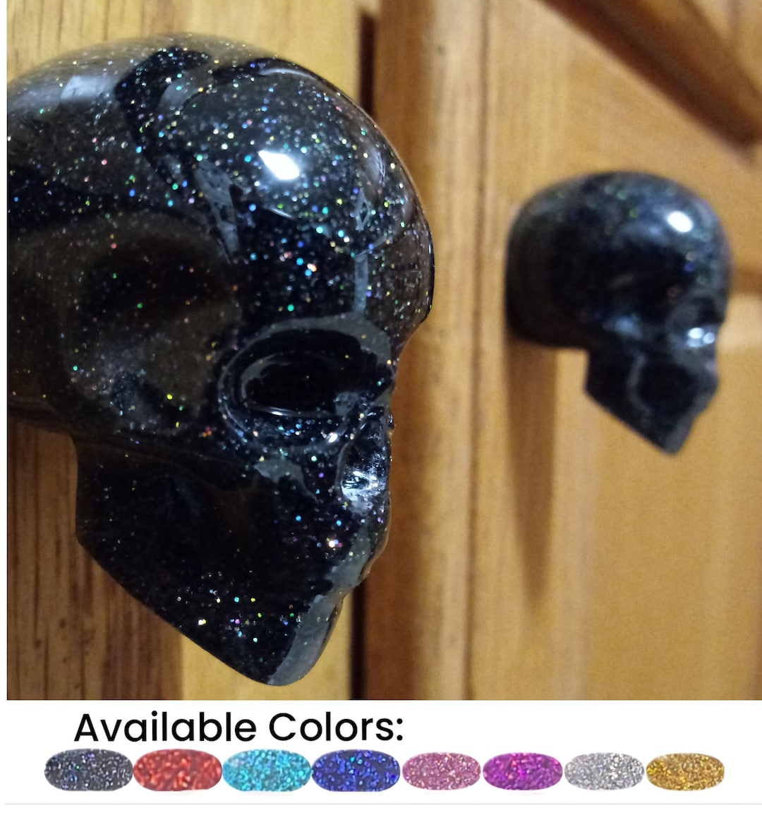 Skull Cabinet Knobs - Holographic Glitter - Etsy