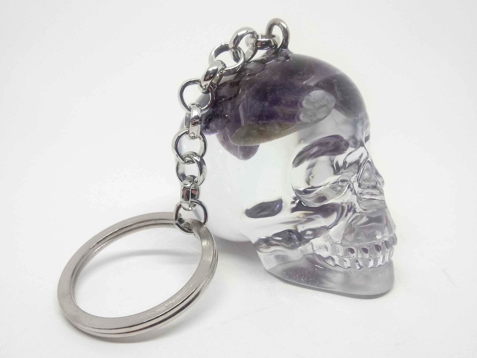 Amethyst Skull Keychain Amethyst Skull Keyring Amethyst - Etsy