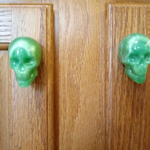 Green Skull Door Knobs/drawer Knobs set of 2, Green Kitchen/bathroom Cabinet Skull Door Handles ...