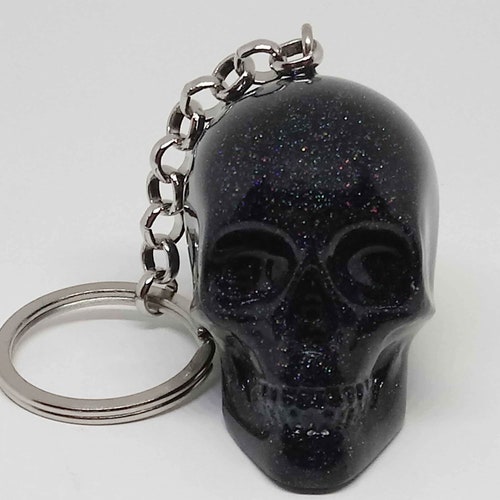 Human Skull Keychain Handmade Metal Cranium Charm in Pewter - Etsy