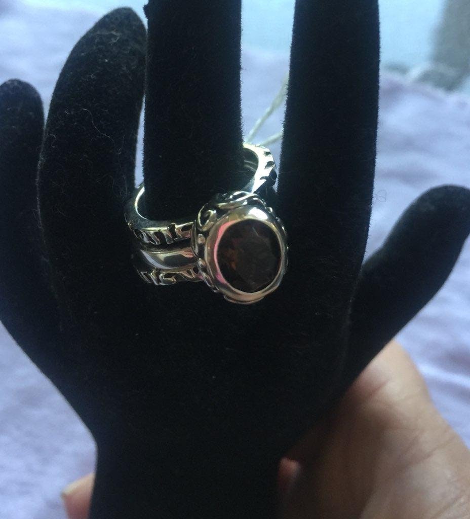 Silpada Stackable Smokey Quartz and Sterling Silver Ring With Filigree ...