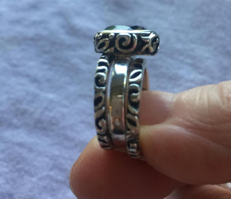 Silpada Stackable Smokey Quartz and Sterling Silver Ring With Filigree ...