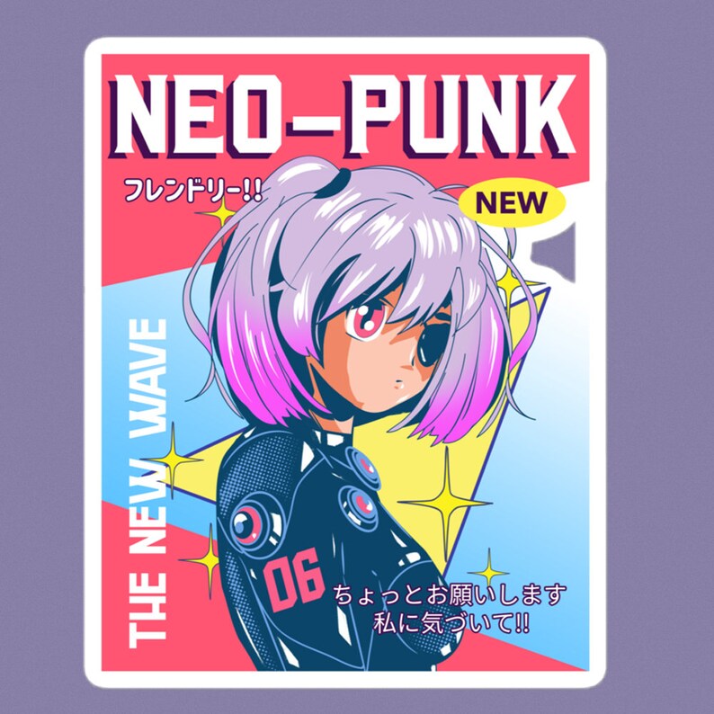 Neo Punk Aesthetic Anime Sticker / Kawaii Anime Punk Stickers - Etsy UK