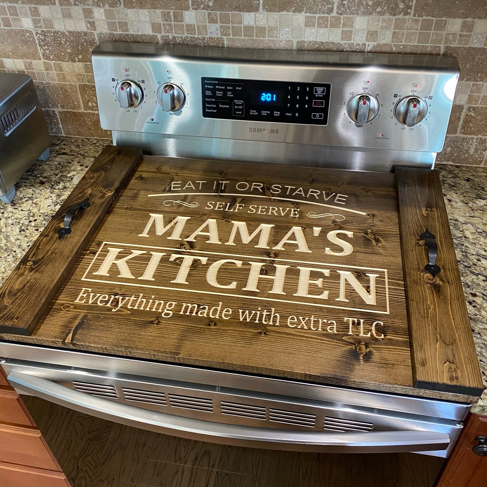 Engraved Stove Top Cover Noodle Board Wood Serving Board | Etsy