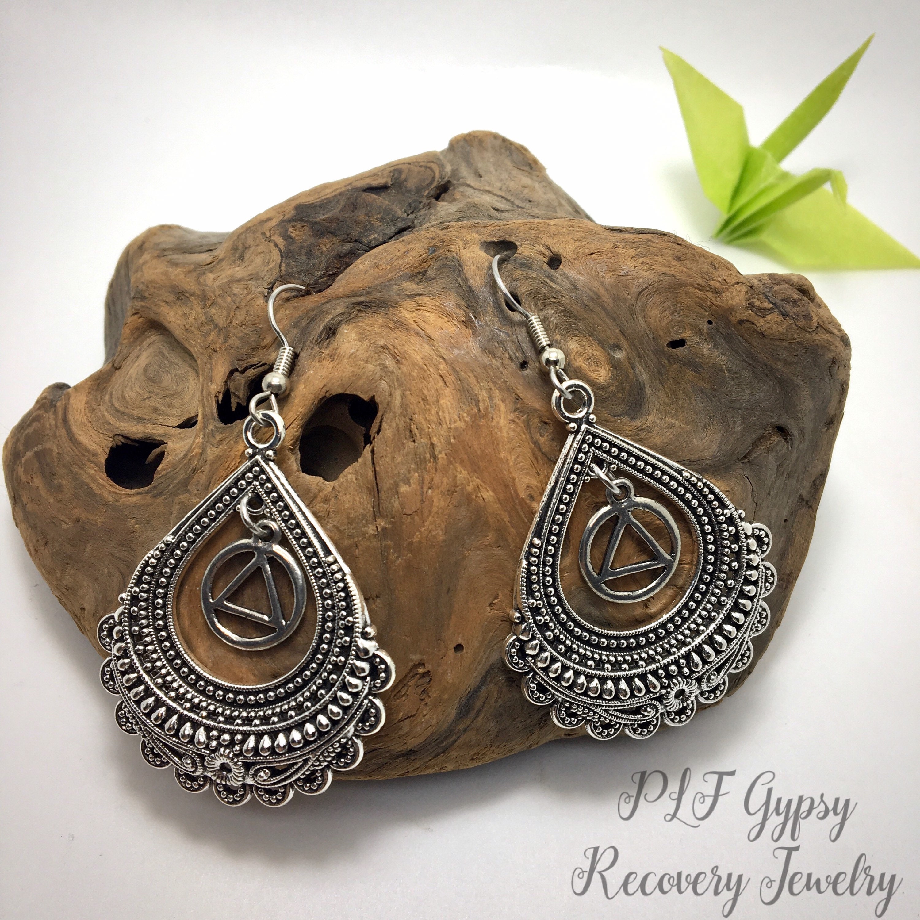 Boho Bangle AA Recovery Symbol Earrings #81 - Etsy