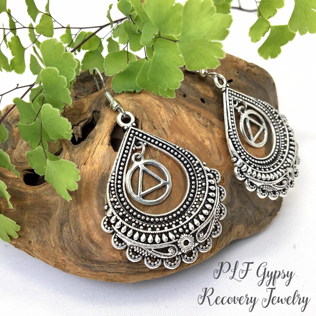 Boho Bangle AA Recovery Symbol Earrings #81 - Etsy