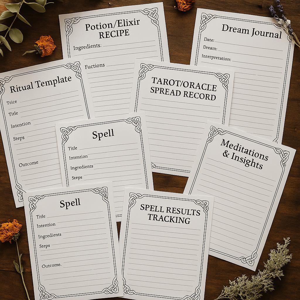 Printable Grimoire Pages- Witchcraft Journal Templates | Spell, Ritual ...