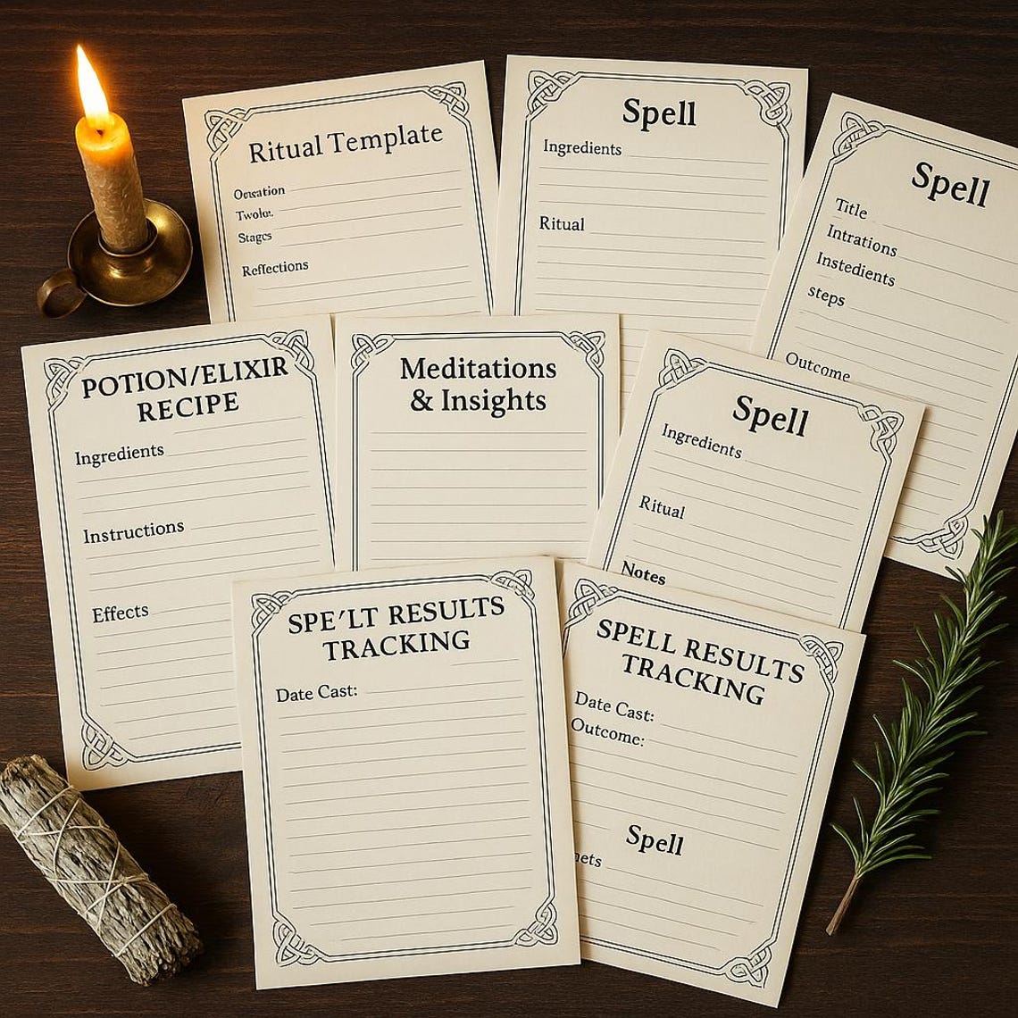 Printable Grimoire Pages- Witchcraft Journal Templates | Spell, Ritual ...