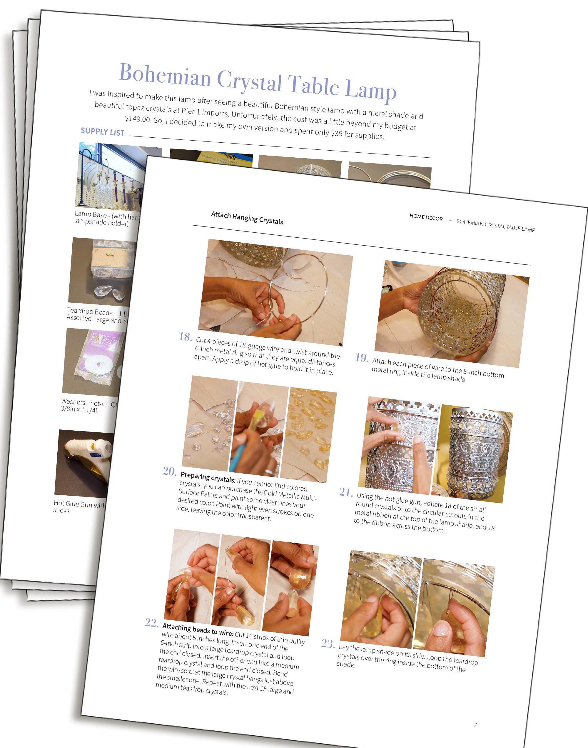Project Guide for Making Bohemian Crystal Table Lamp Shade - Etsy