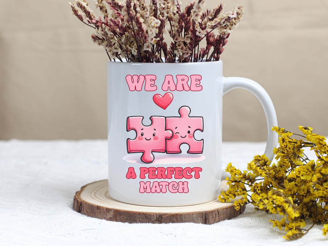 We're a Perfect Match Puzzle Pieces Mug 11oz Gift for Her, GF Gifts ...