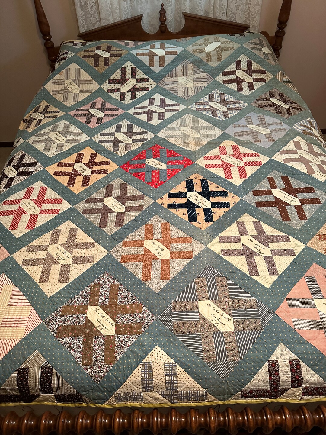 Cross Roads to Texas, Antique Signature Quilt, Circa 1882, Rhode Island ...