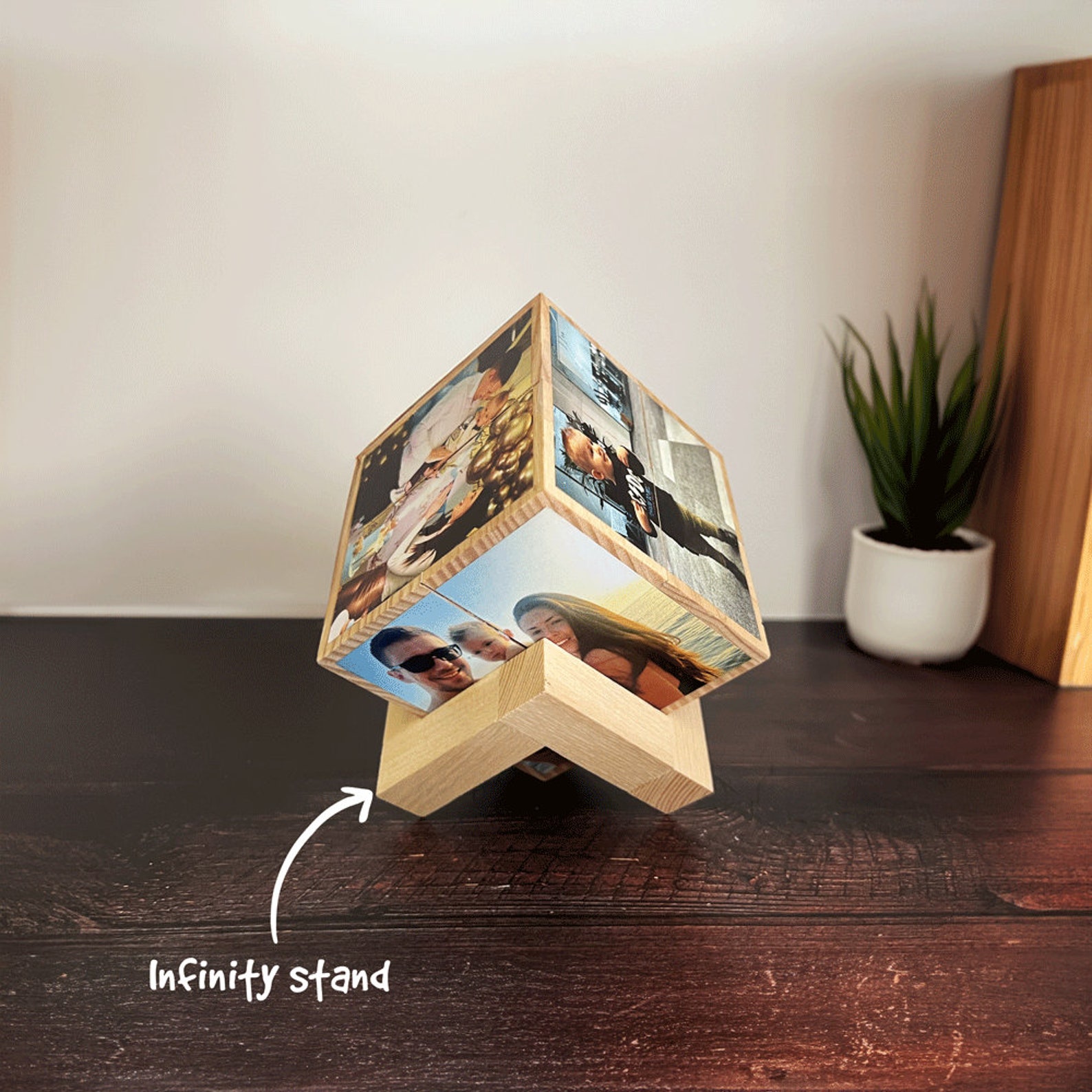 Photo Gift Wooden Photo Cube With 11 Pictures Anniversary Gift ...