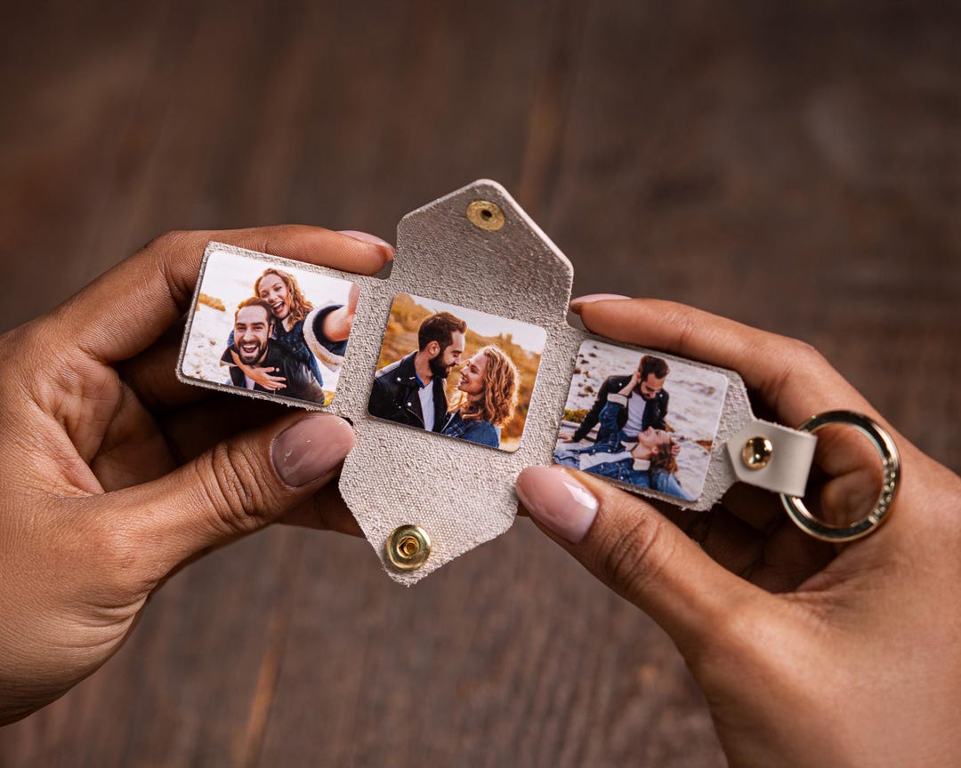 Custom Memory Photo Album Keychain – Handmade Leather Keepsake – Mini ...