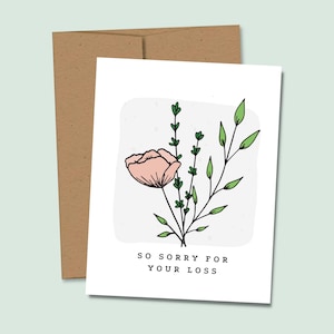 Floral Sympathy Card: Hand-drawn Bereavement Card - Etsy