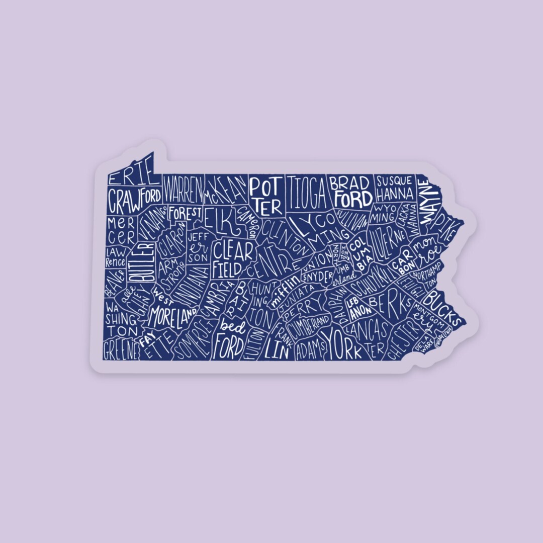 Pennsylvania State Sticker Map With Pennsylvania Counties Sticker for ...