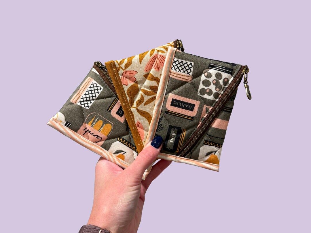Handmade Diagonal Zipper Pouch | Chapstick, Cash, Jewelry Small Items ...