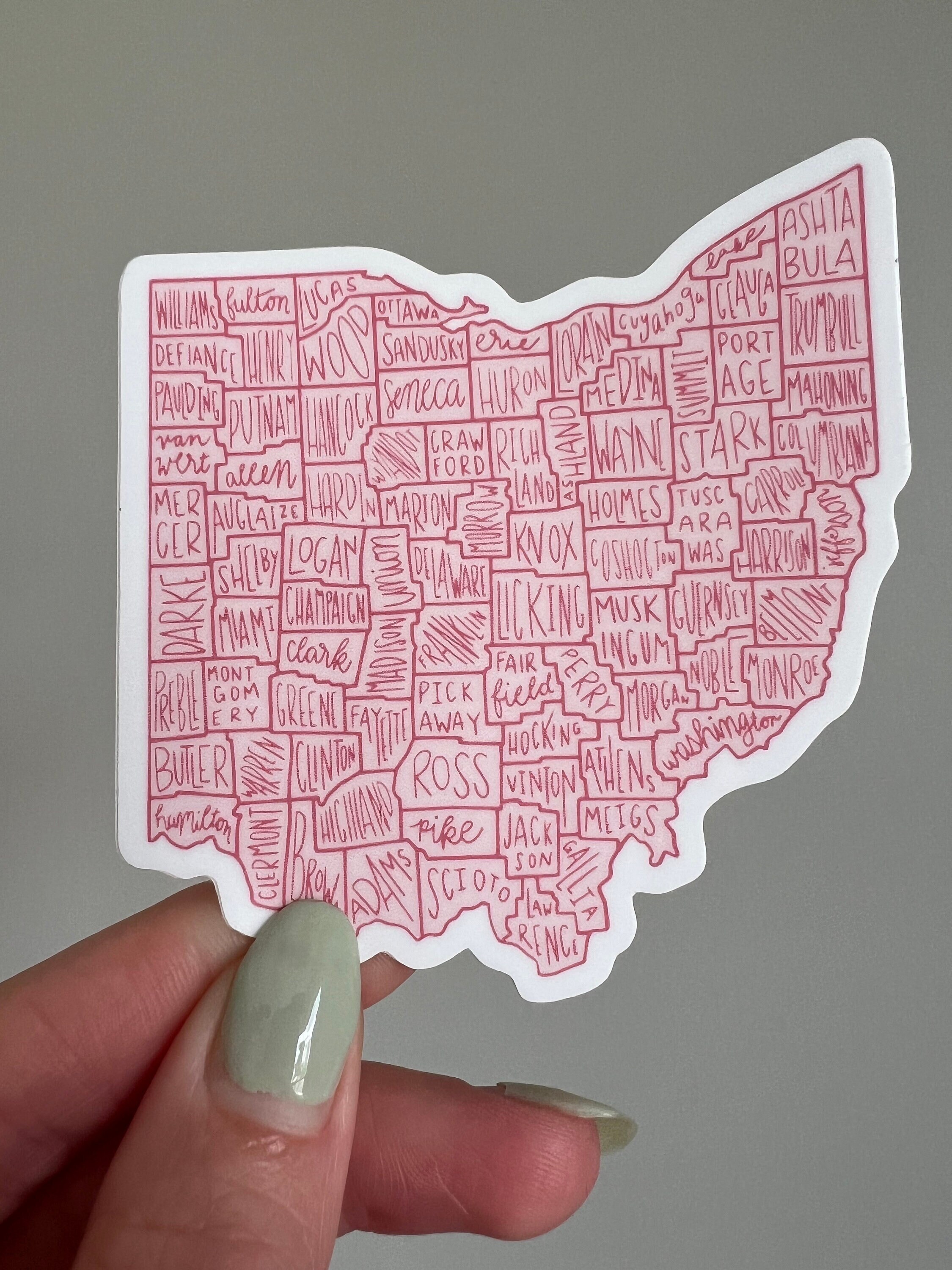 Ohio Sticker, Ohio Map Counties Sticker, Decal Ohio, Recent Ohio Move ...
