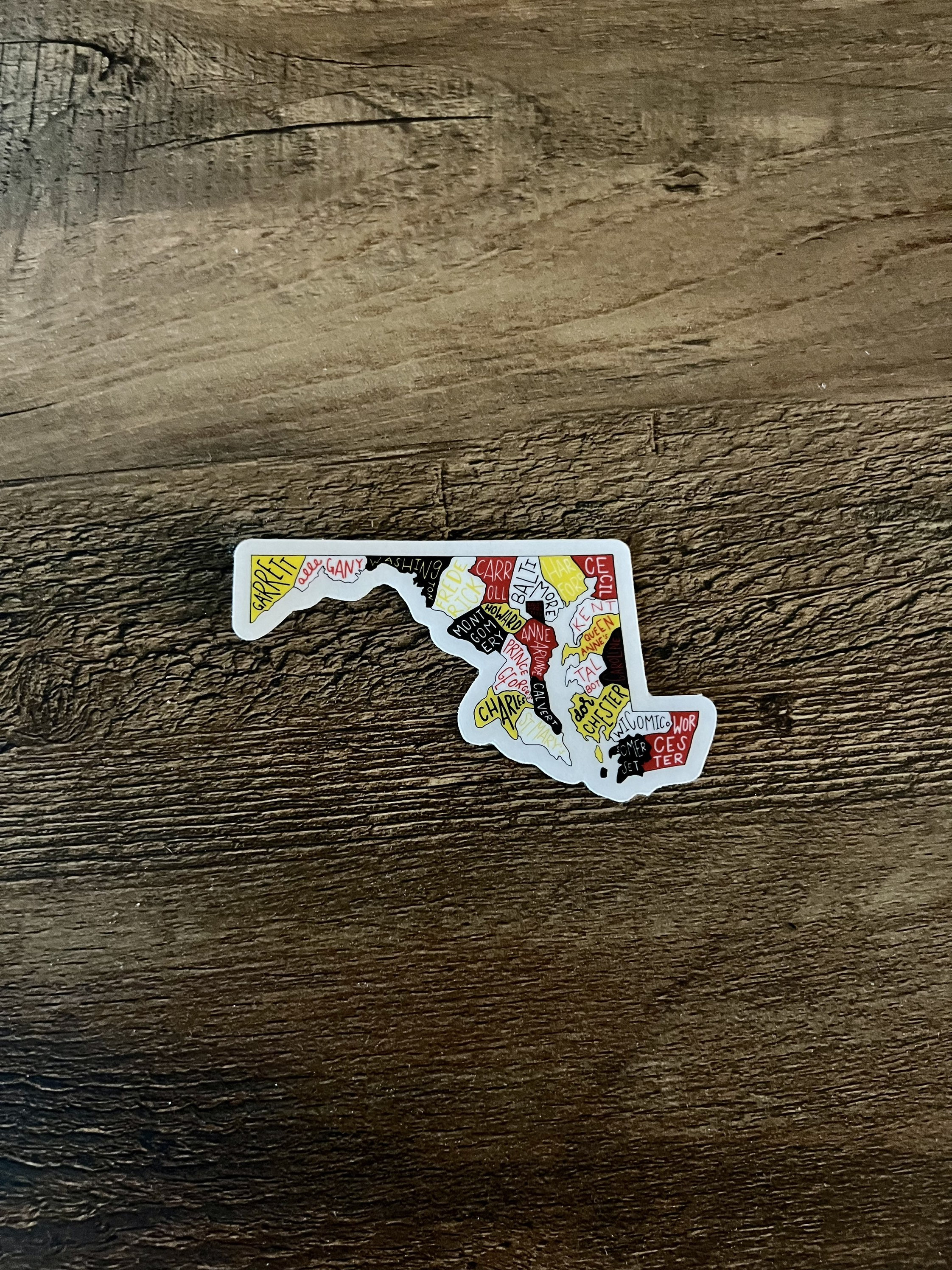 Maryland Map Sticker With Counties: Waterproof Vinyl Decal - Etsy