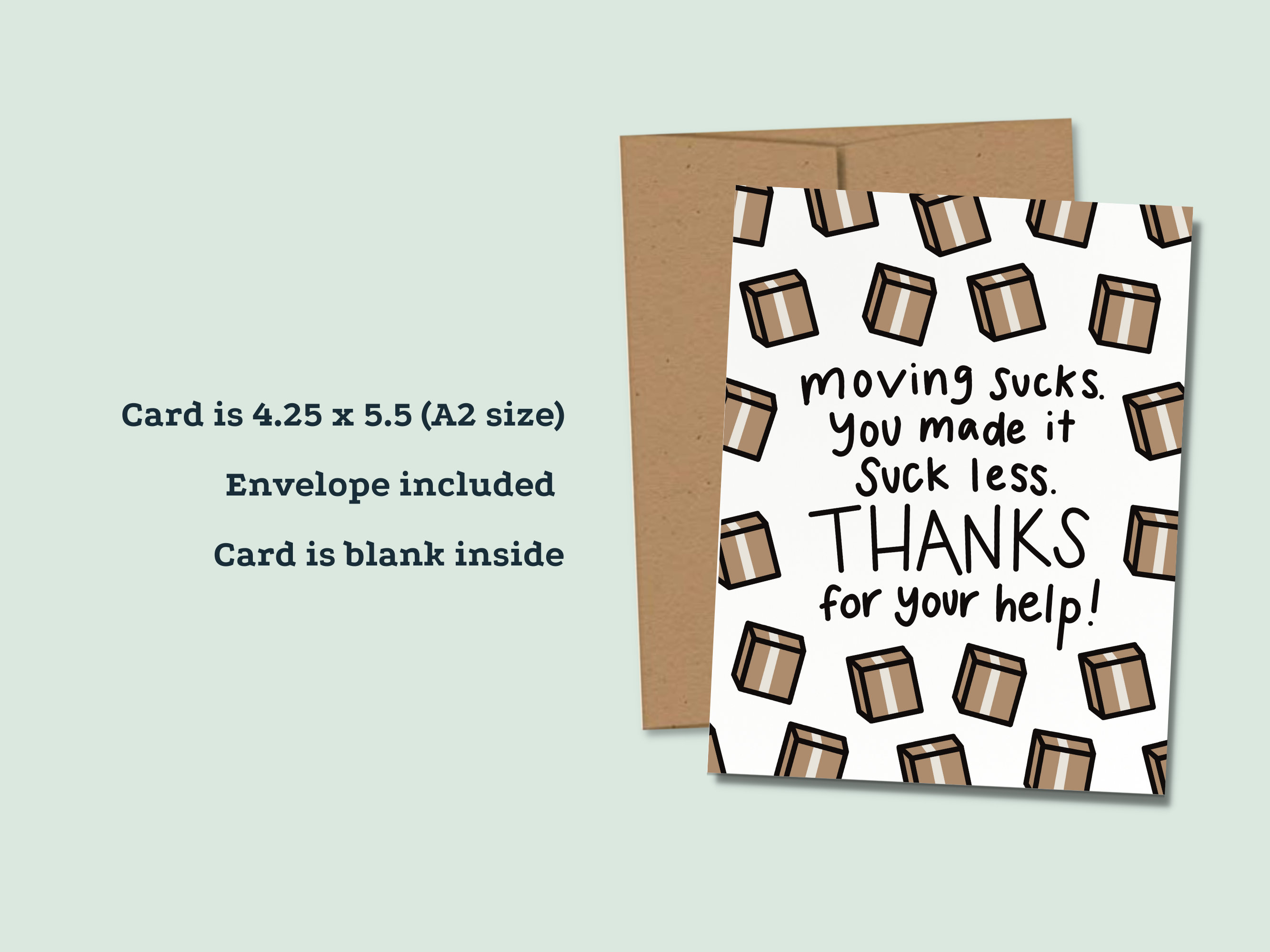 Moving Thank You Card, Thanks for Helping Me Move, New Home Thank You ...