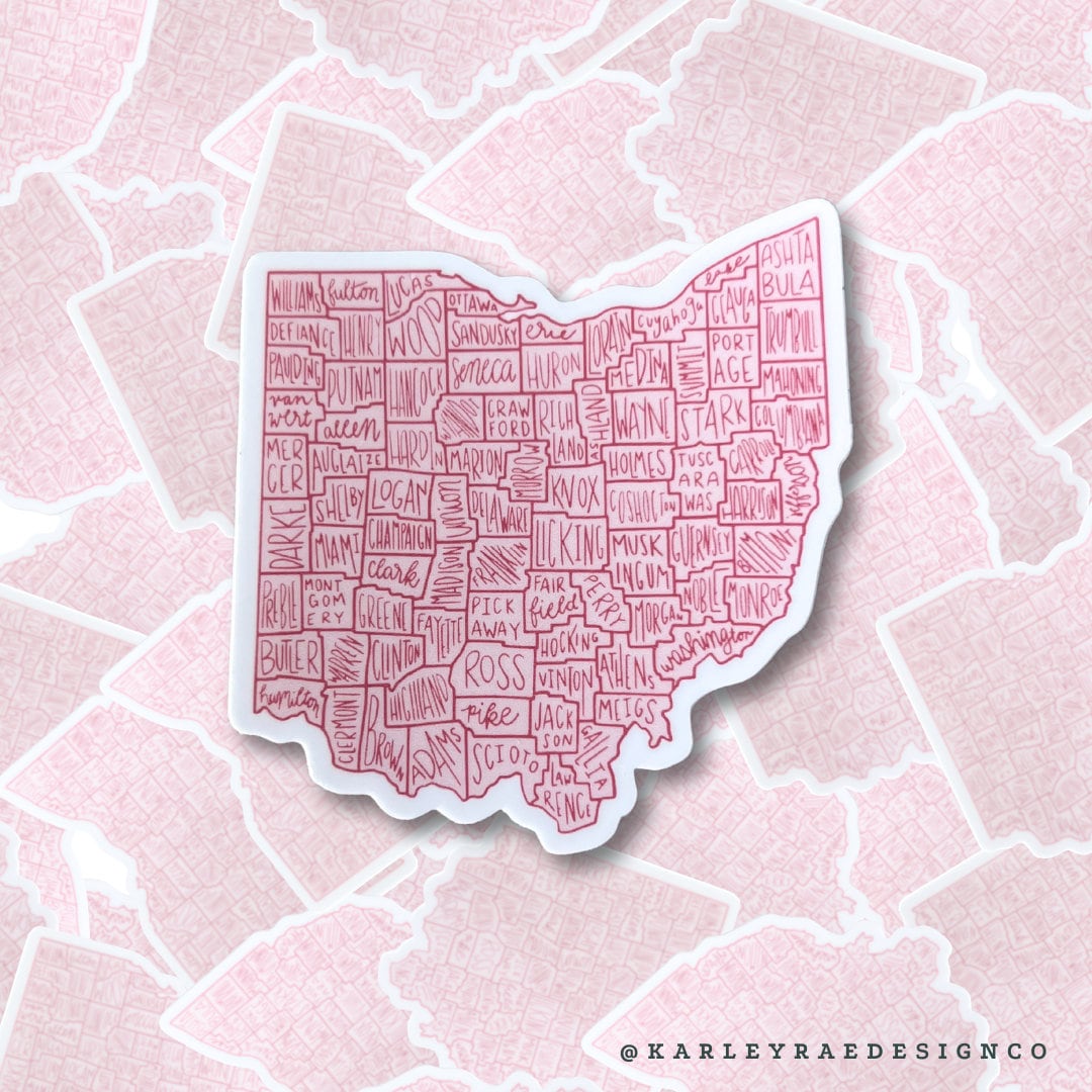 Ohio Sticker, Ohio Map Counties Sticker, Decal Ohio, Recent Ohio Move ...