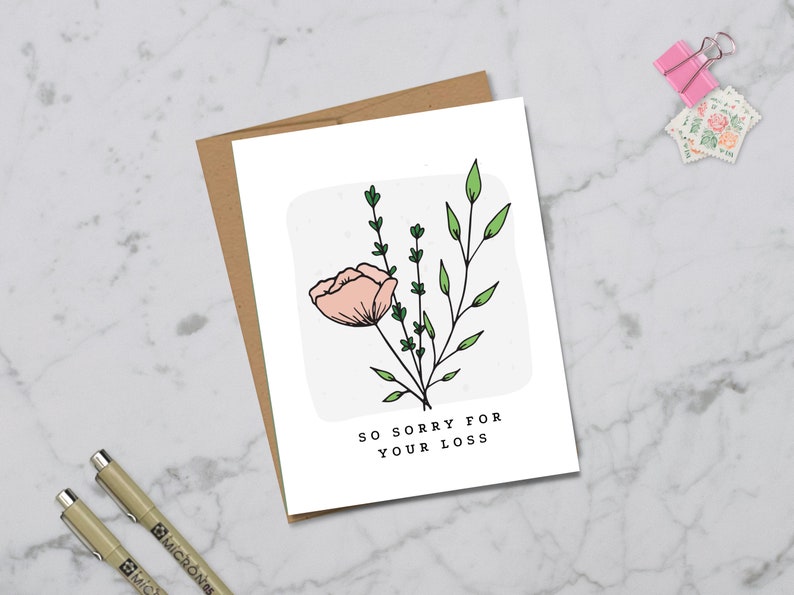 Sorry for Your Loss Card, Sympathy Card, Condolences Card, Bereavement Card, Floral Sympathy ...