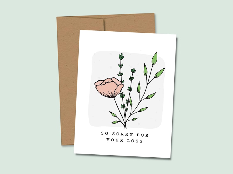 Floral Sympathy Card: Hand-drawn Bereavement Card - Etsy