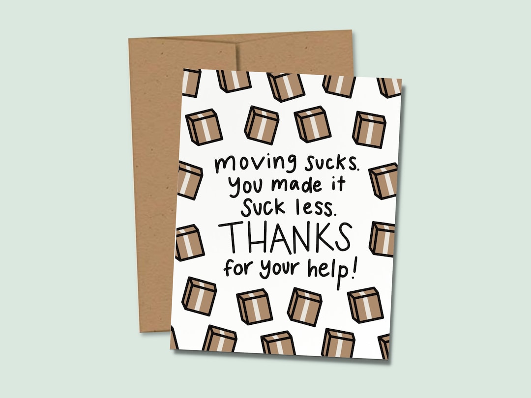 Moving Thank You Card, Thanks for Helping Me Move, New Home Thank You ...
