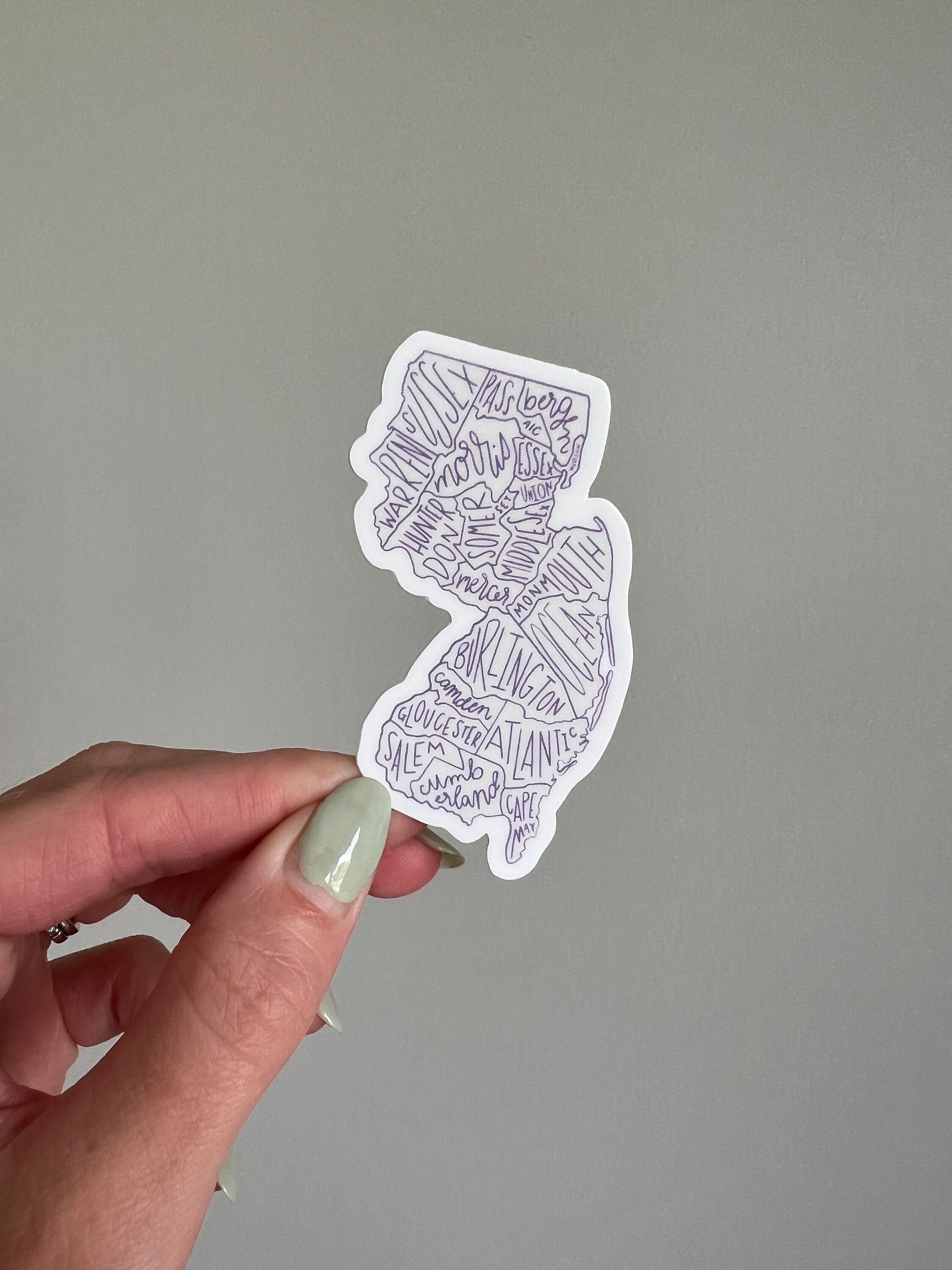 New Jersey Sticker, NJ Map With Counties Sticker, Sticker for New ...