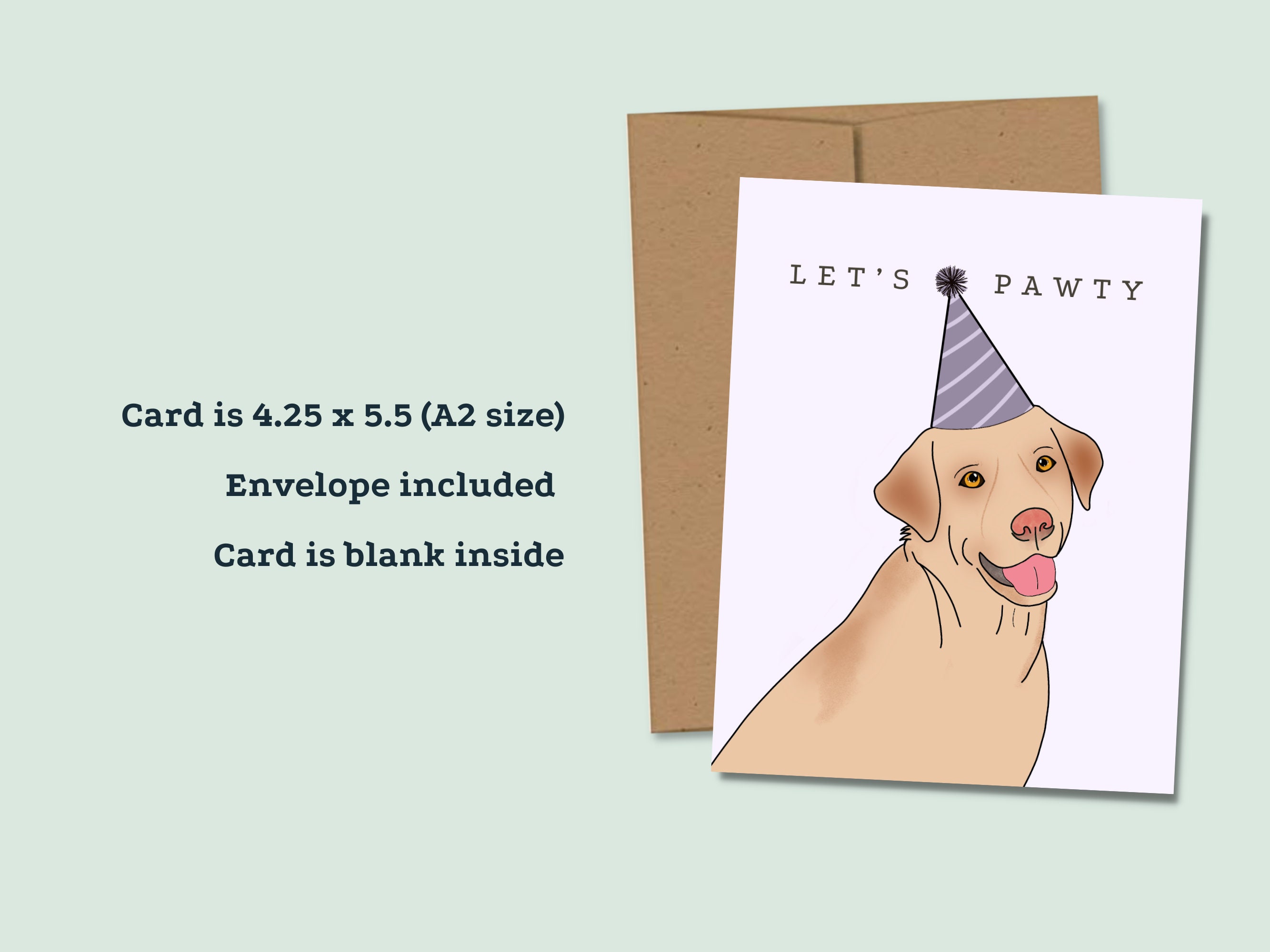 Yellow Labrador Birthday Card, Happy Birthday Card for Yellow Labrador ...