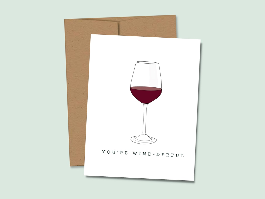 Red Wine Lover Card: 'you're Wine-derful' Greeting Card - Etsy