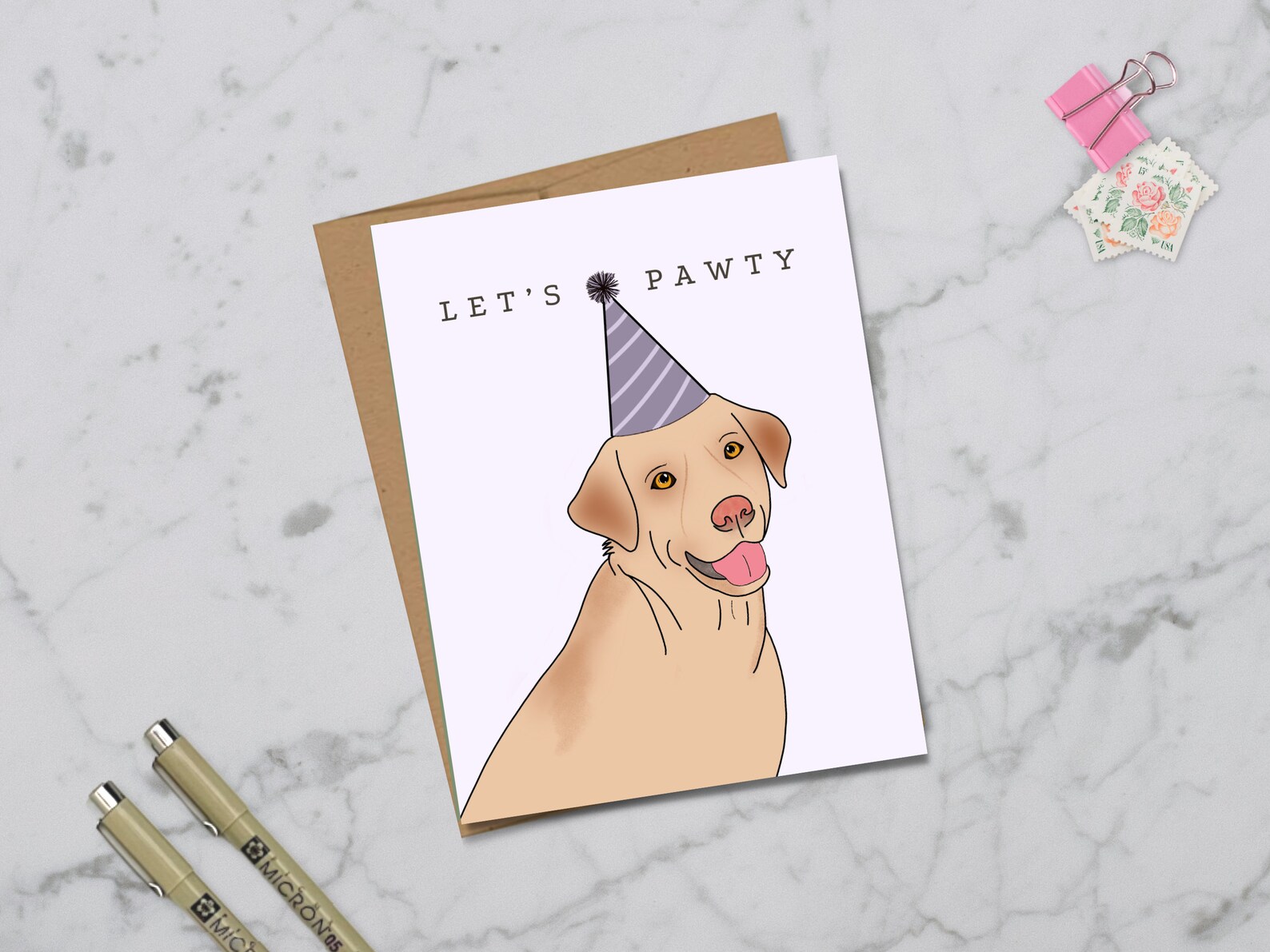 Yellow Labrador Birthday Card, Happy Birthday Card for Yellow Labrador ...