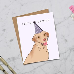 Yellow Labrador Birthday Card, Happy Birthday Card for Yellow Labrador ...