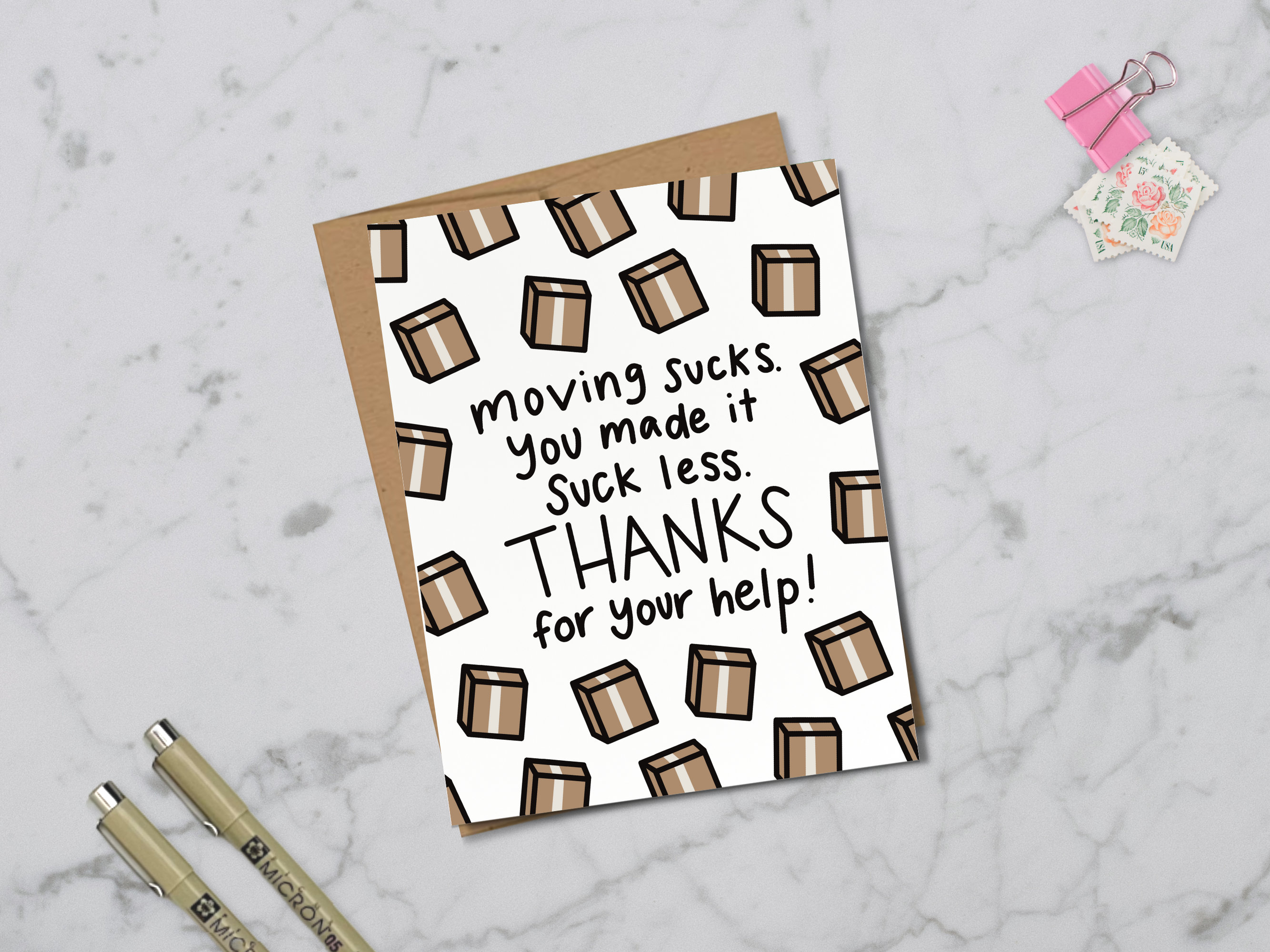 Moving Thank You Card, Thanks for Helping Me Move, New Home Thank You ...