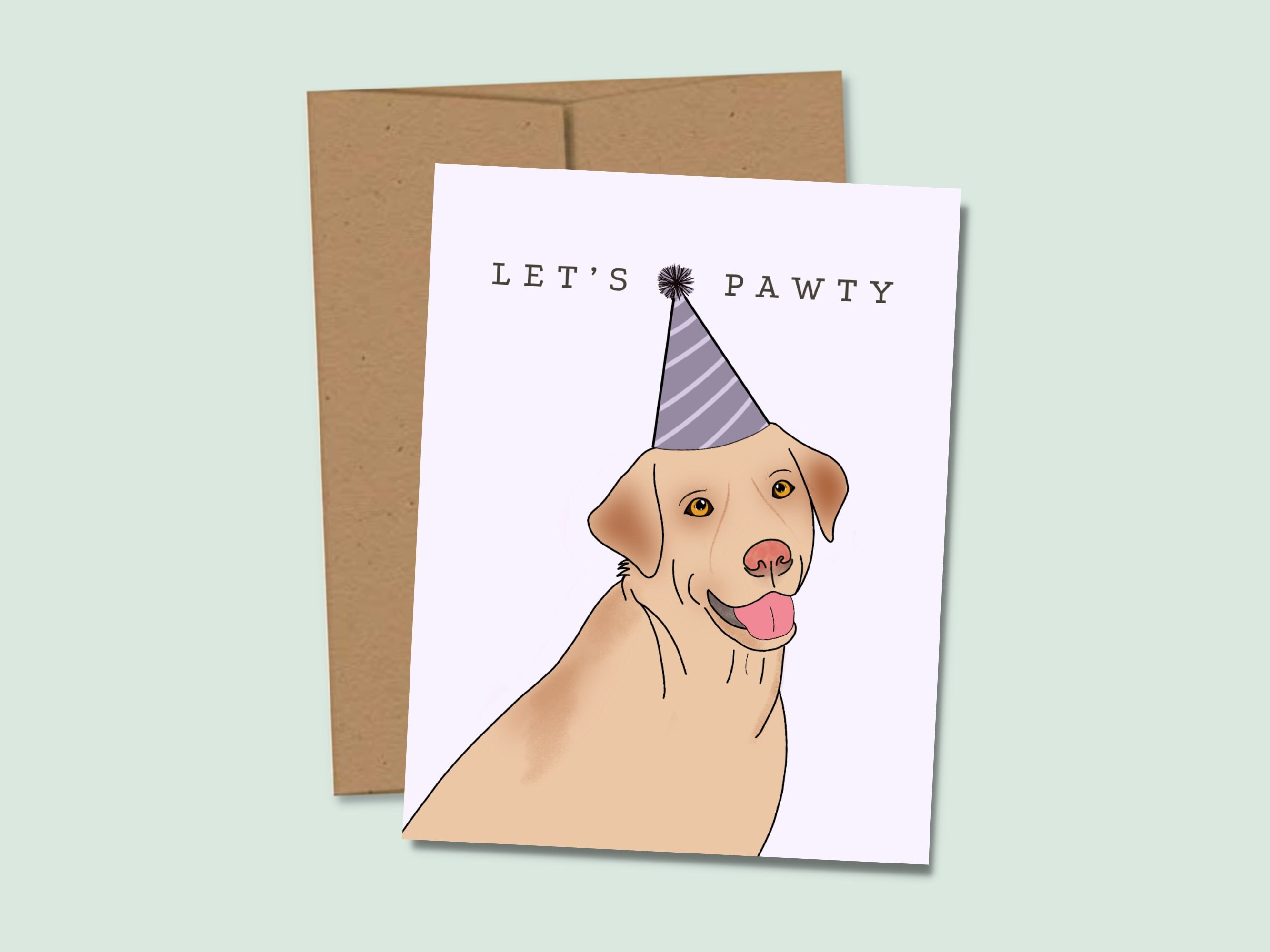 Yellow Labrador Birthday Card, Happy Birthday Card for Yellow Labrador ...