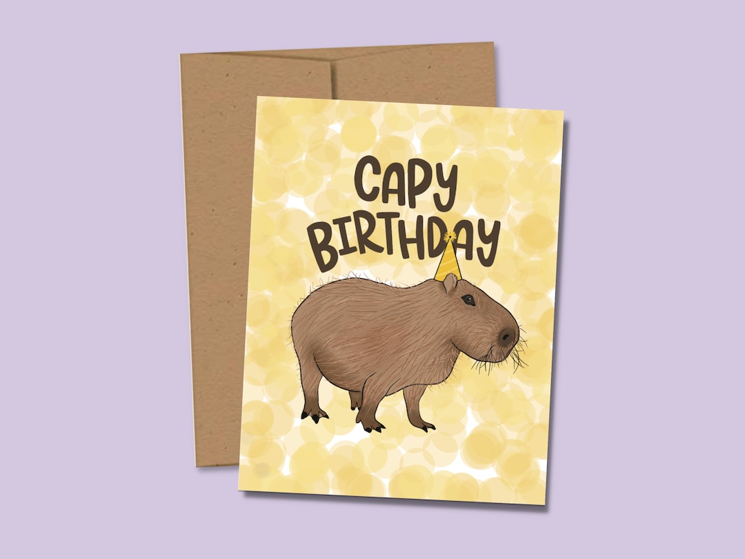Capybara Birthday Card, Capy Birthday, Capybara Gift, Rodent Lover ...