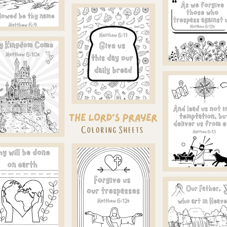 The Lord's Prayer Coloring Sheets - Etsy
