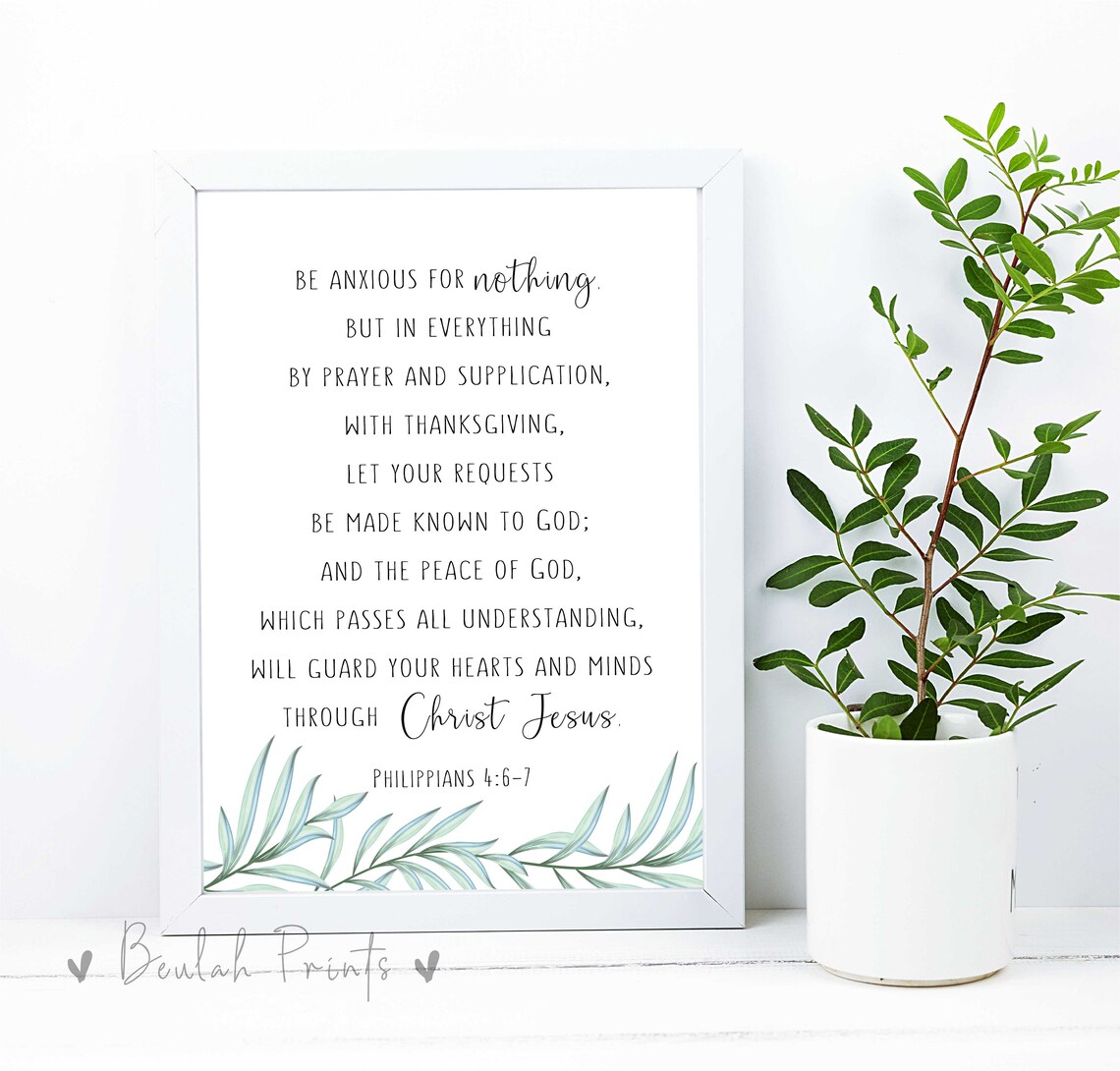 Be Anxious for Nothing, Philippians 4:6, Christian Wall Art, Bible ...